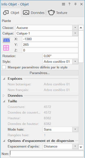 La palette Info Objet